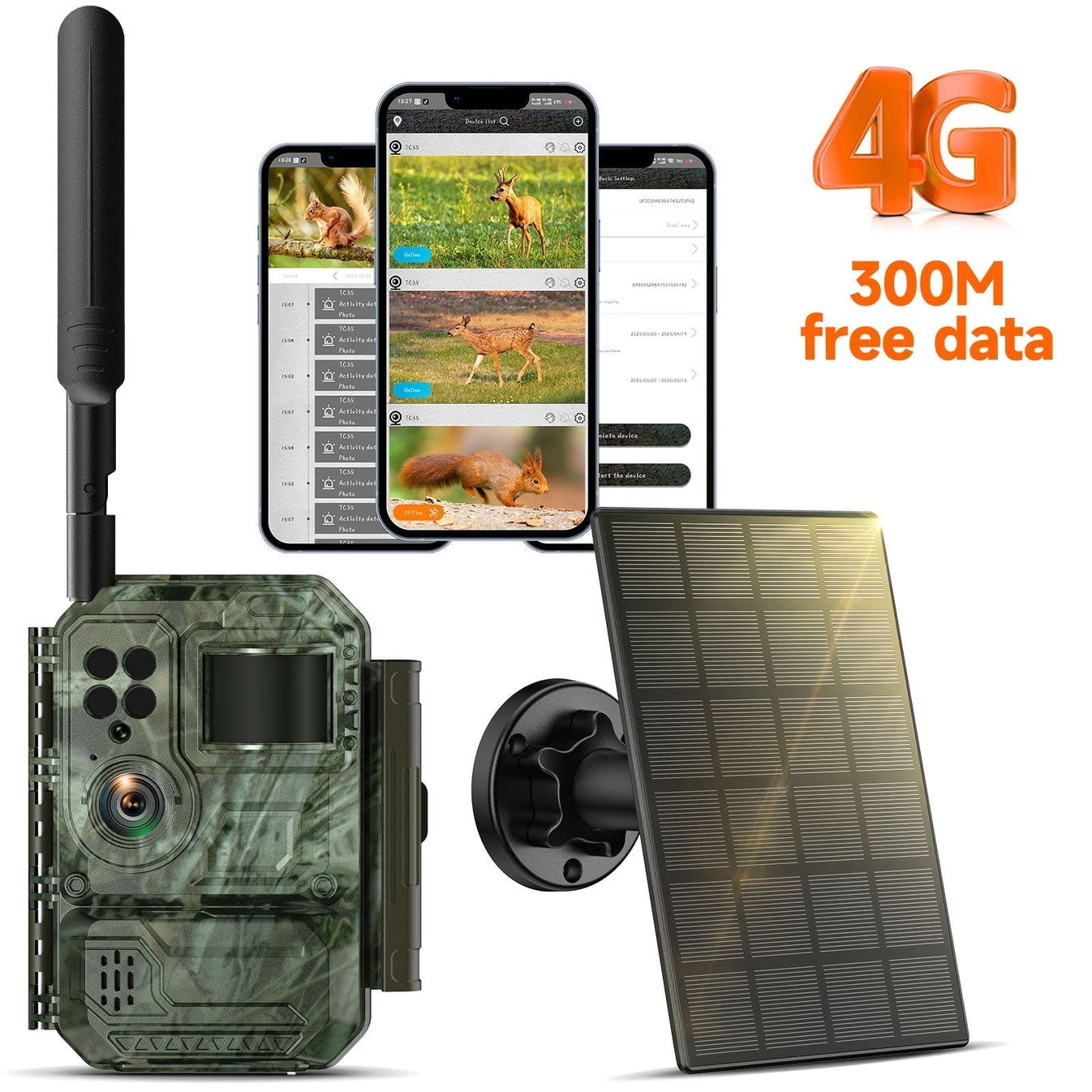 CAMPARK Cellular Trail Camera, Solar Powered Game Camera Built-in 4G L ...